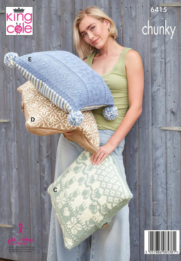 King Cole 6415 Chunky Throw Cushions Knitting Pattern