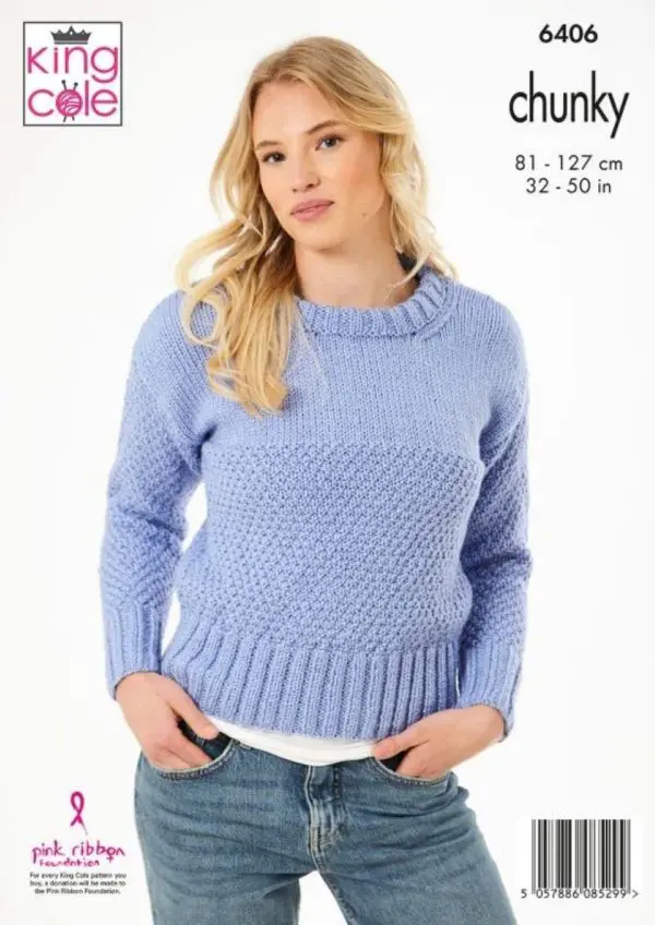King Cole 6406 Ladies Chunky Sweater Slipovers Knitting Pattern