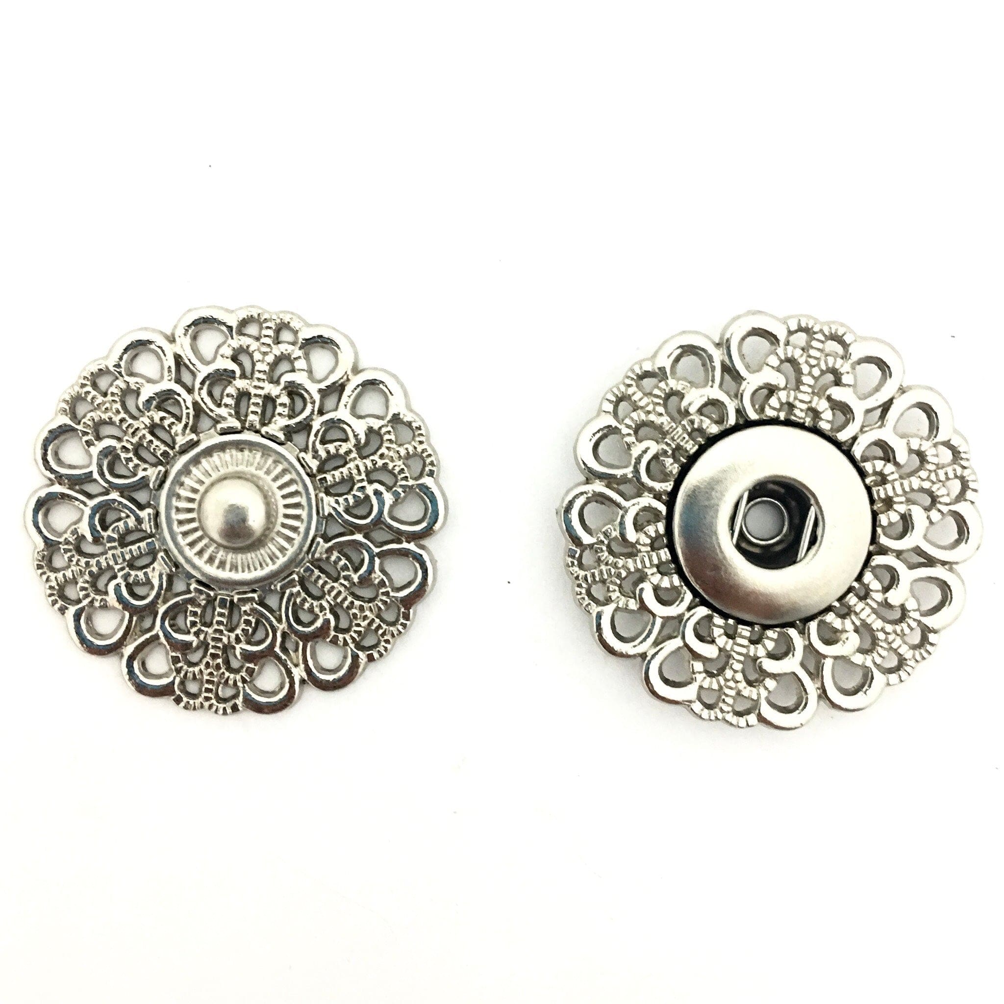 3 Fleur Shape Snap Fasteners Silver