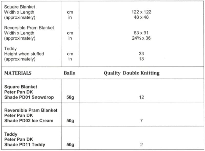 Wendy Peter Pan pp006 Baby DK Blankets Teddy Knitting Pattern